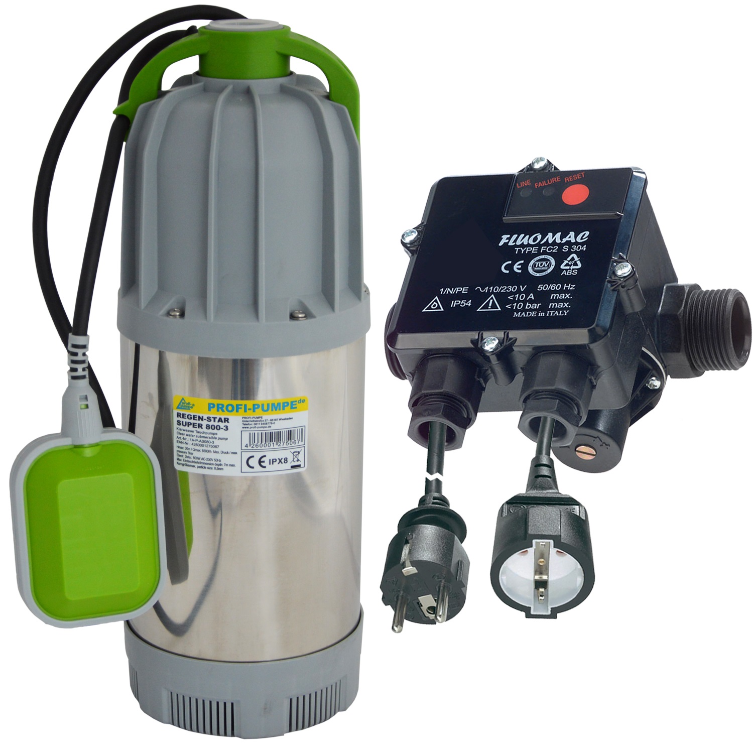 Tauchpumpe REGEN-STAR SUPER 800-3 Saugschlitzen, mit Schwimmerschalter ...